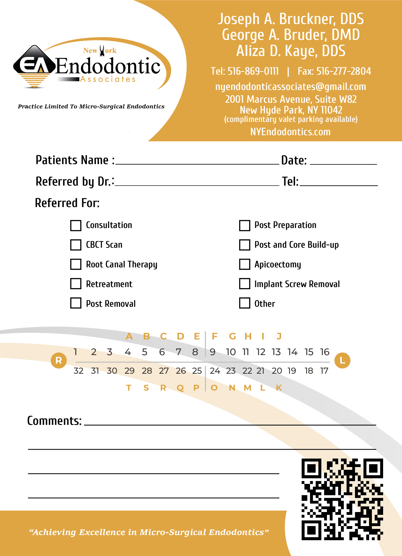 Endodontic Referral Form New Hyde Park NY, Referring Doctor